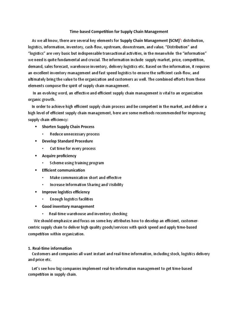 Time-Based Competition in SCM Strategies | PDF | Supply Chain ...