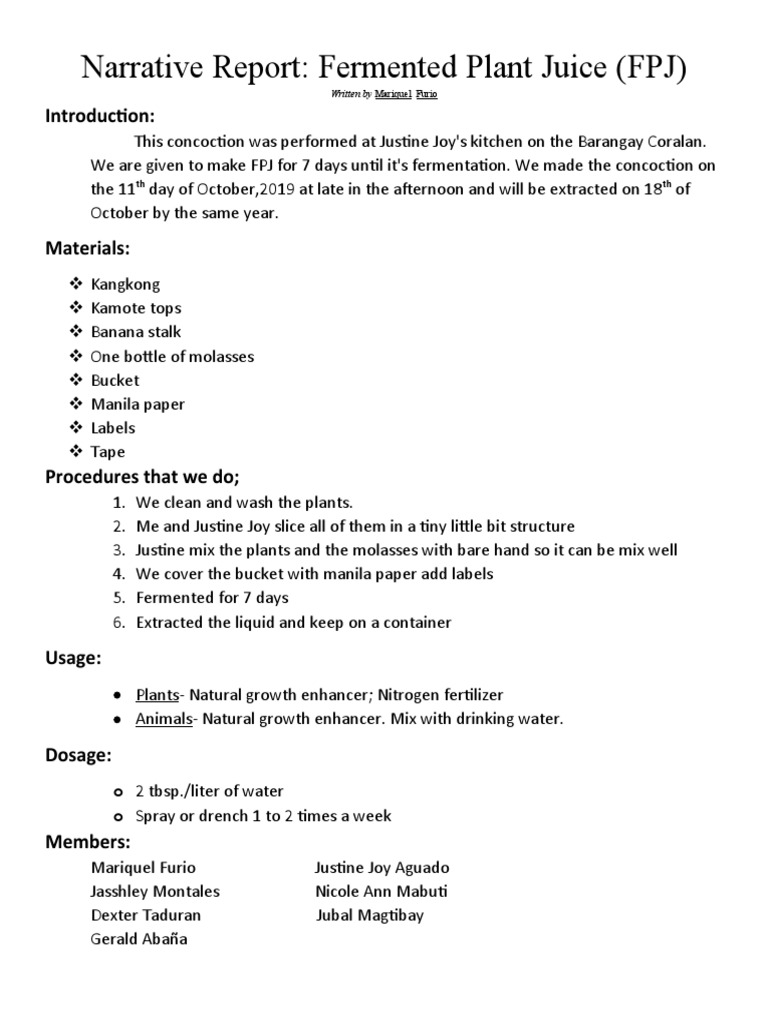 Narrative Report | PDF | Cooking, Food & Wine | Home & Garden