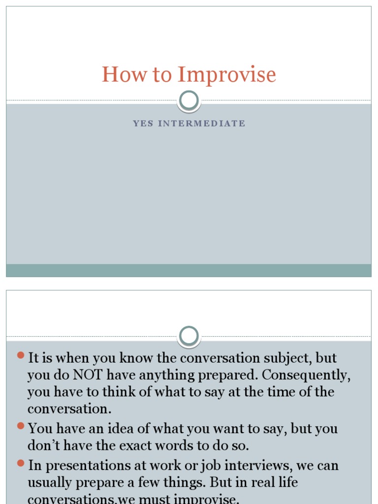 How To Improvise in English | PDF