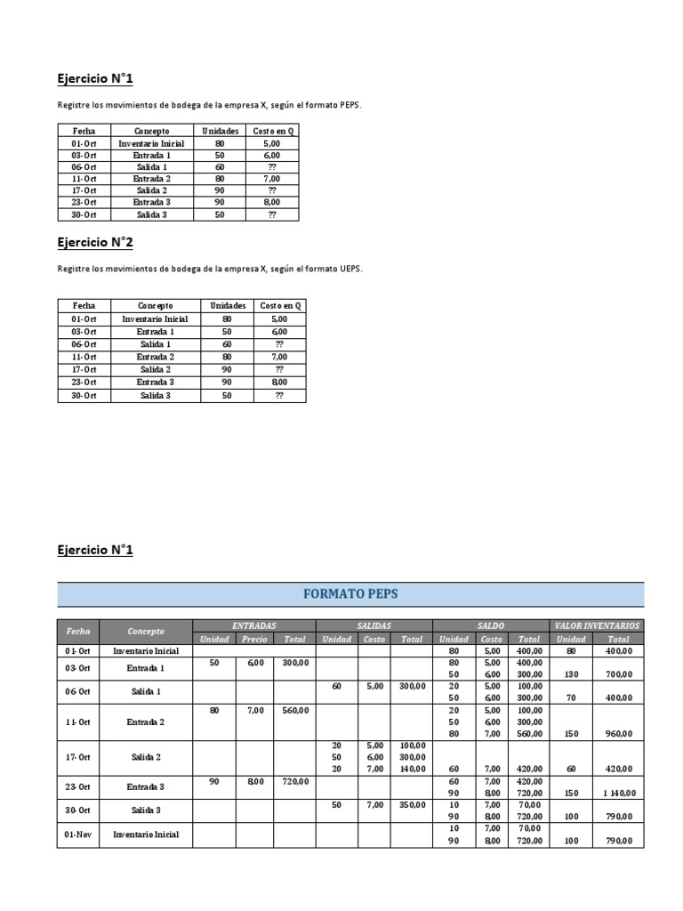 Ejercicios PEPS y UEPS Resueltos para Practicar | PDF | Business