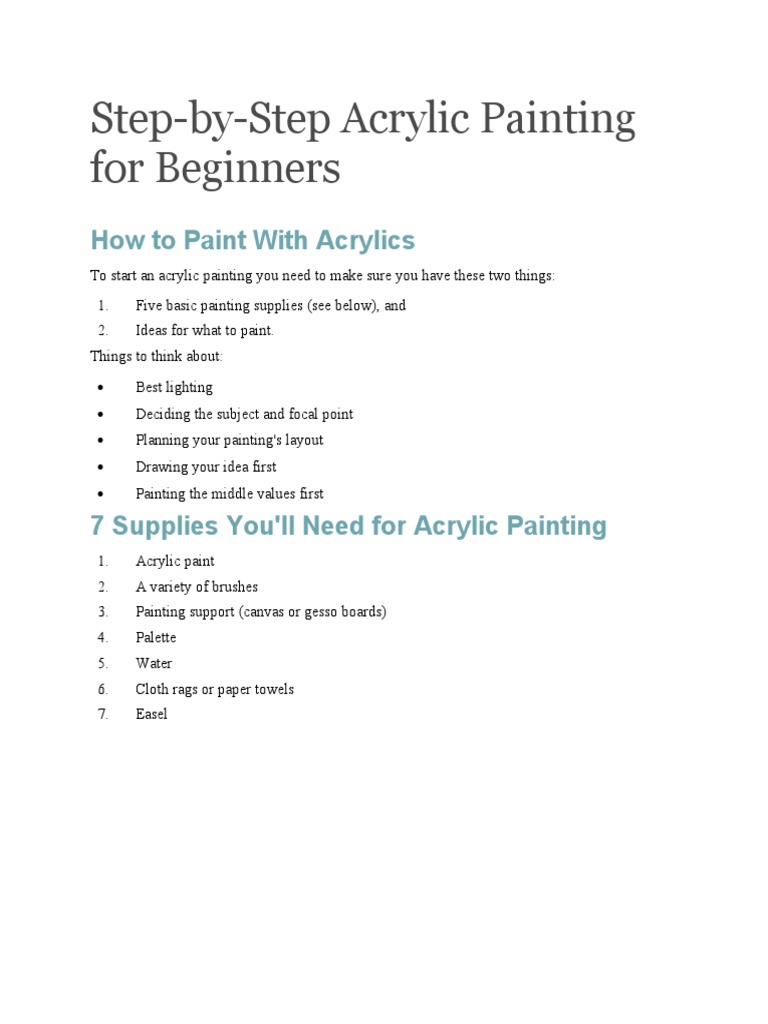 Acrylic Paint Tips | PDF | Composition (Visual Arts) | Acrylic Paint