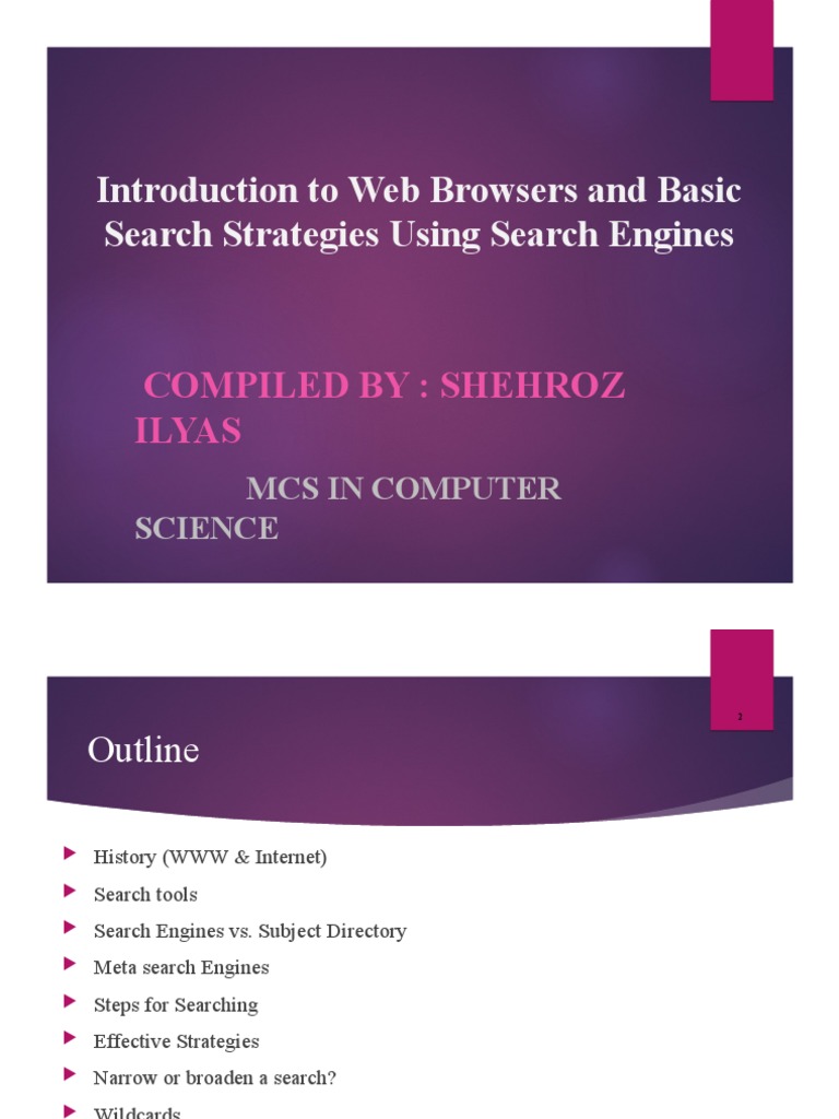 Introduction To Web Browsers and Basic Search Strategies Using Search ...