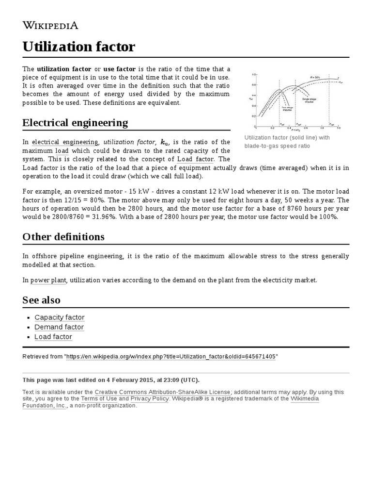Utilization Factor: Electrical Engineering | PDF