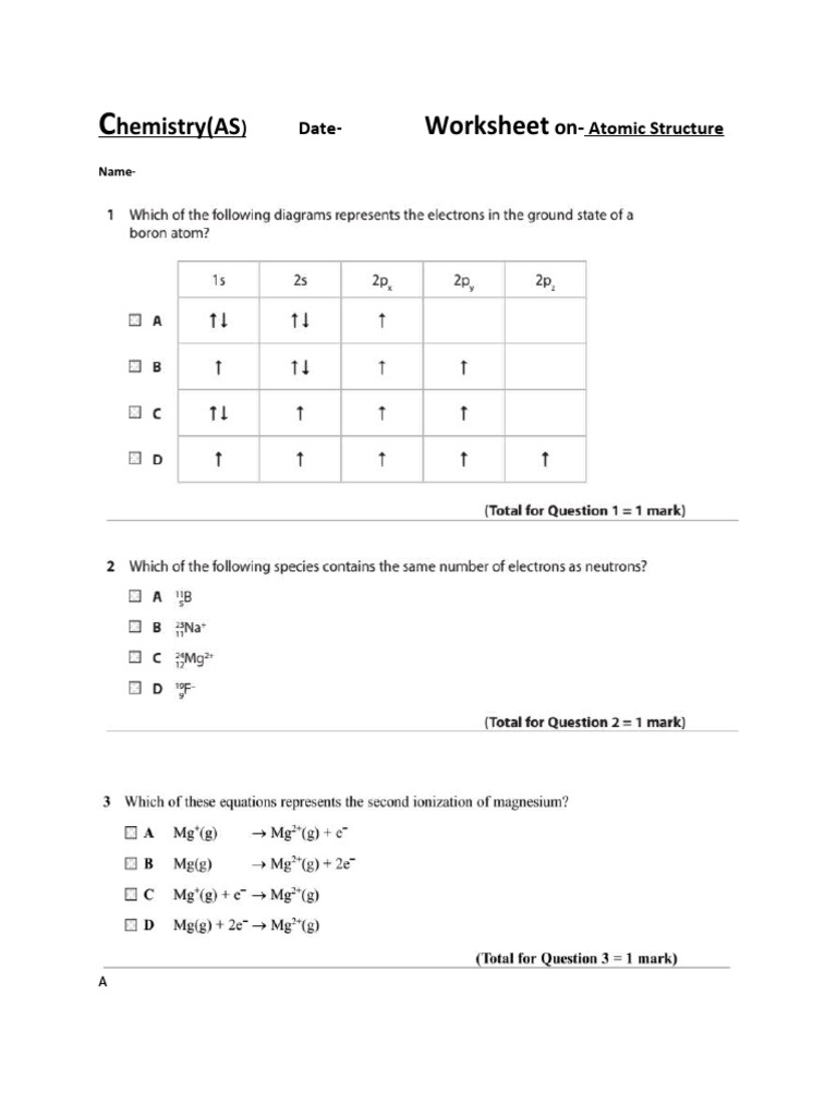 Edexcel IAL Atomic Structure MCQ Questions | PDF | Technology & Engineering