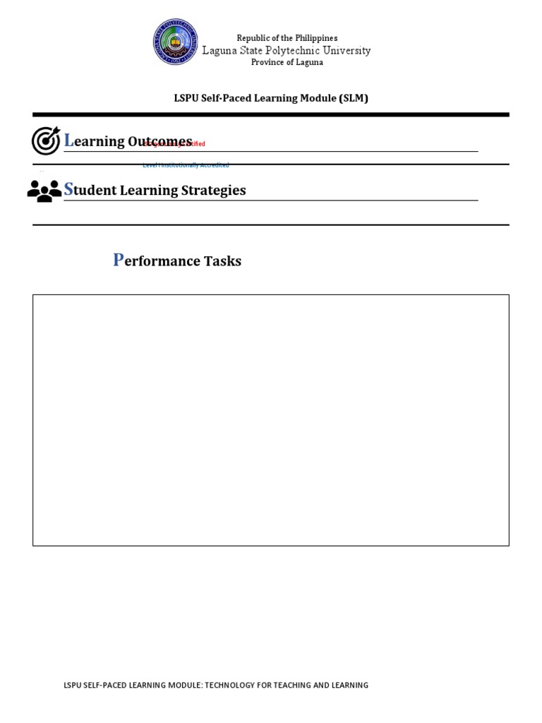 Lspu Sample Module | PDF | Instructional Design | Educational Technology