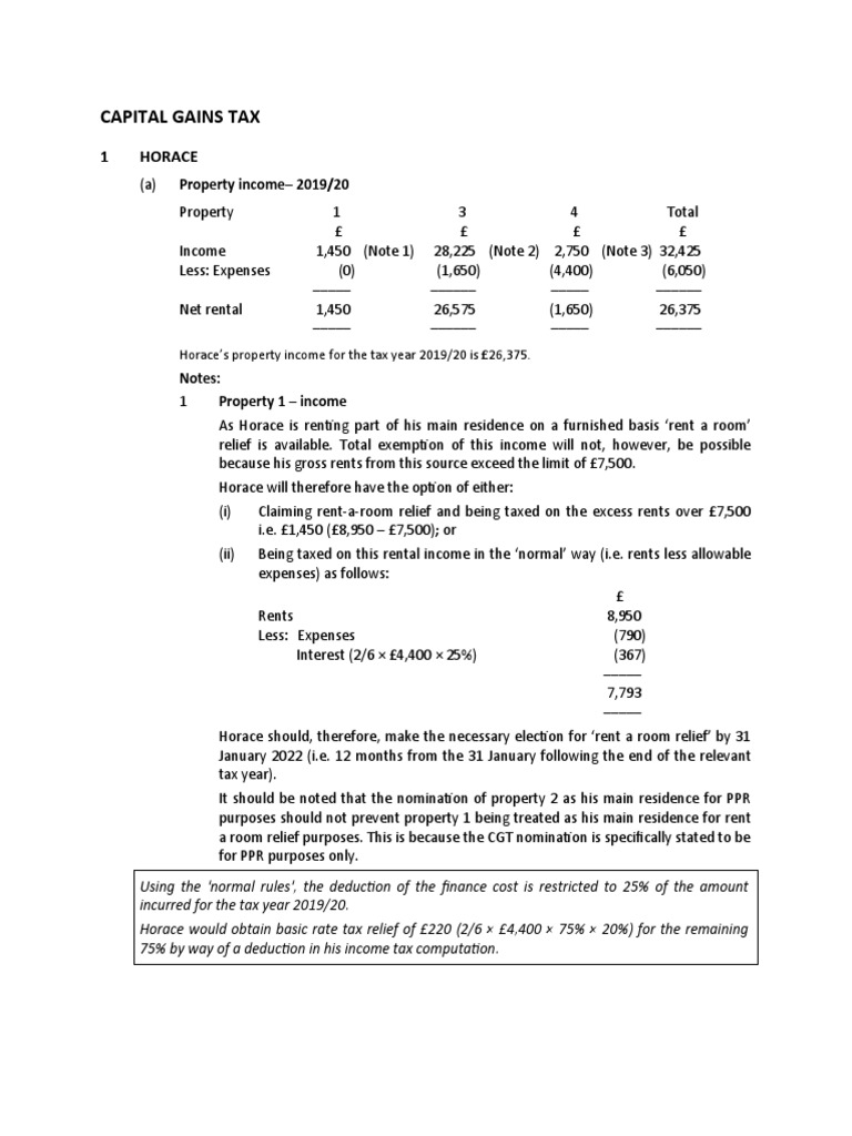 Capital Gains Tax and Property Income Guide | PDF | Tax Deduction ...