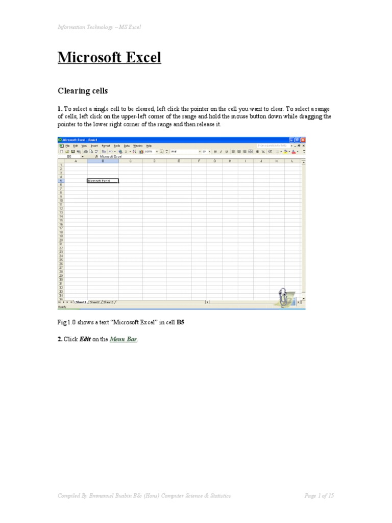 Microsoft Excel Clearing Cells Pdf Microsoft Excel Computer Keyboard 4260