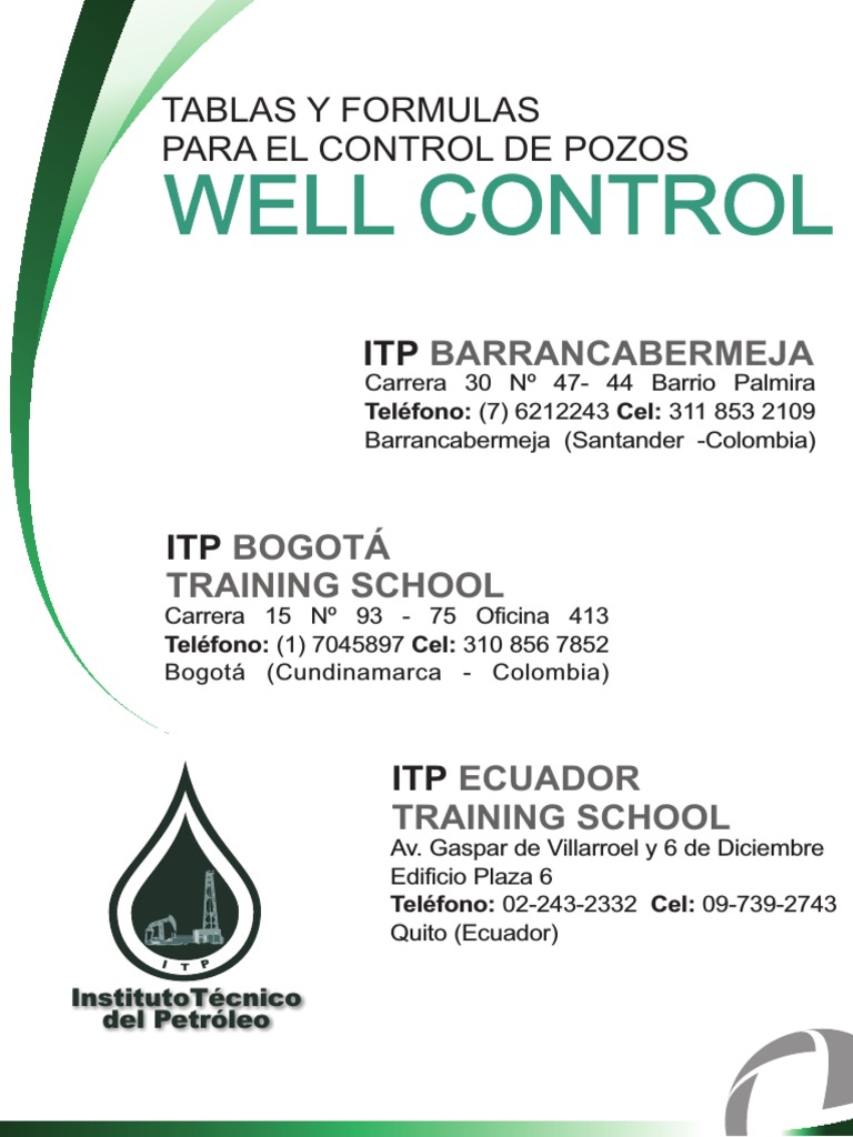 Formulas Well Control | PDF | Presión | Bomba