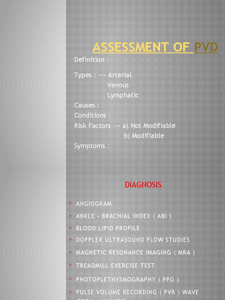 Assessment of Peripheral Vascular Disease | PDF