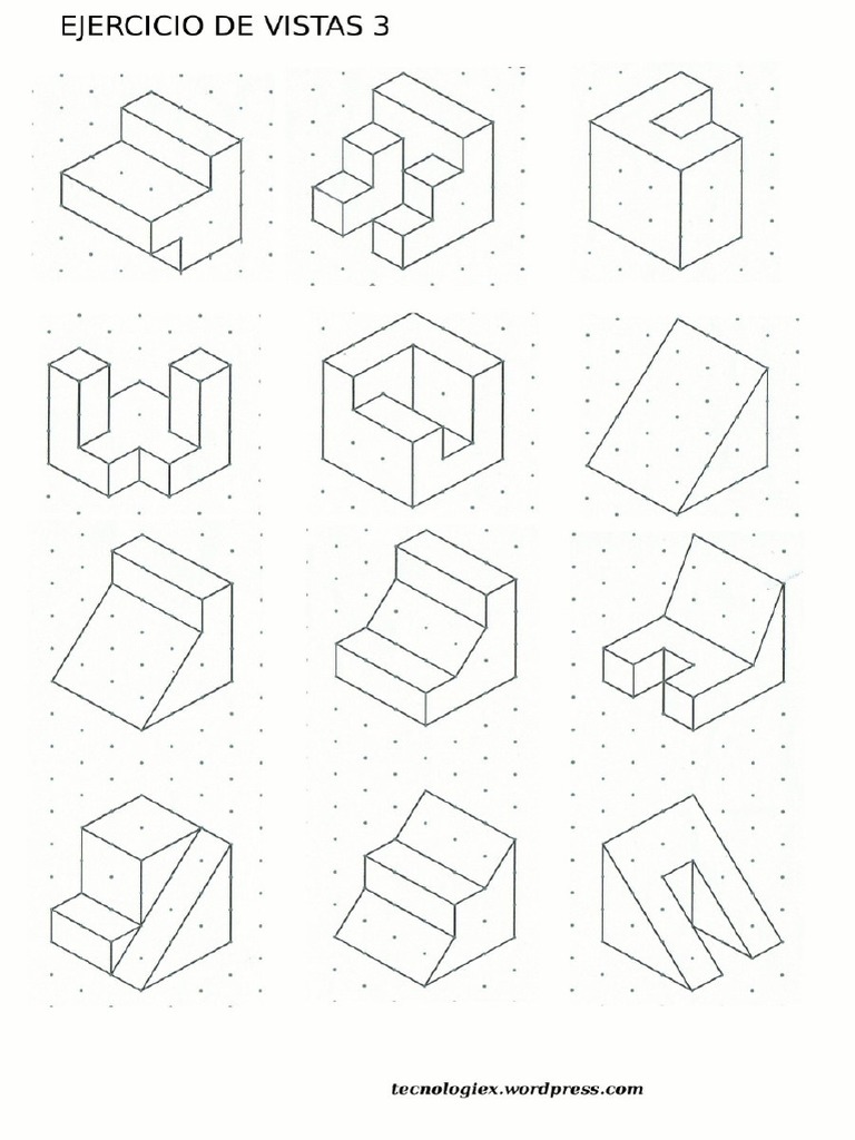5 - EJERCICIOS Ampliación VISTAS (Desde Isométrica) 2 ESO PDF | PDF