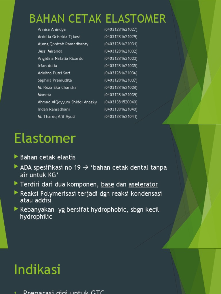 Jenis dan Sifat Bahan Cetak Elastomer | PDF