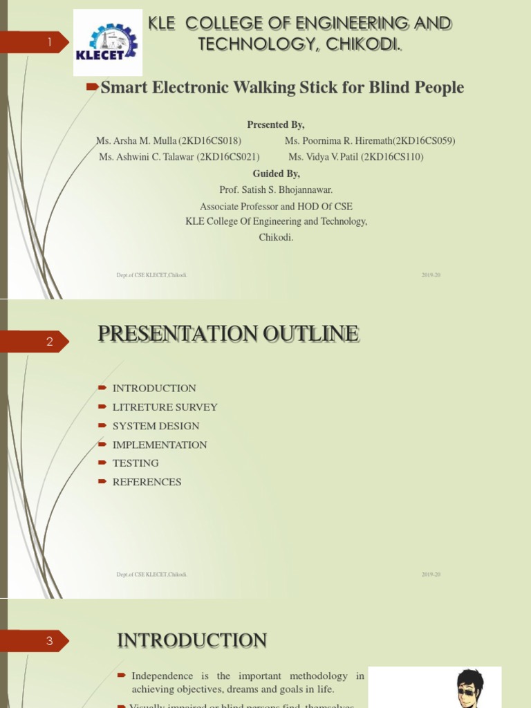 Smart Electronic Walking Stick For Blind People | PDF | Arduino | Unit ...