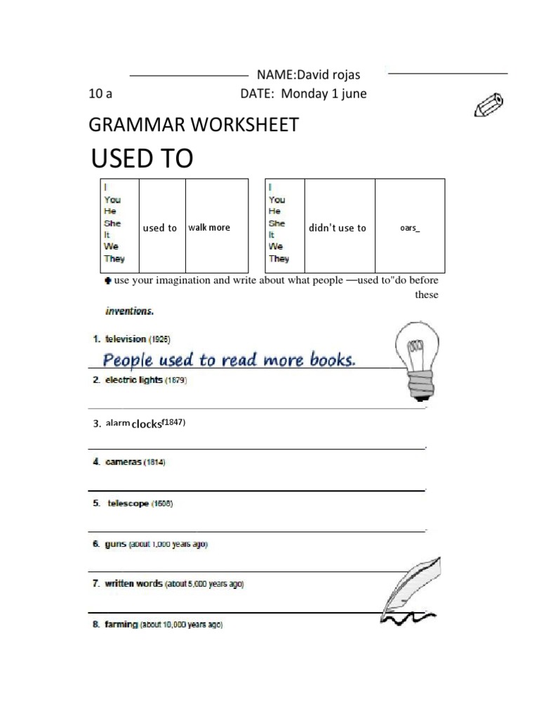 Used To: Grammar Worksheet | PDF