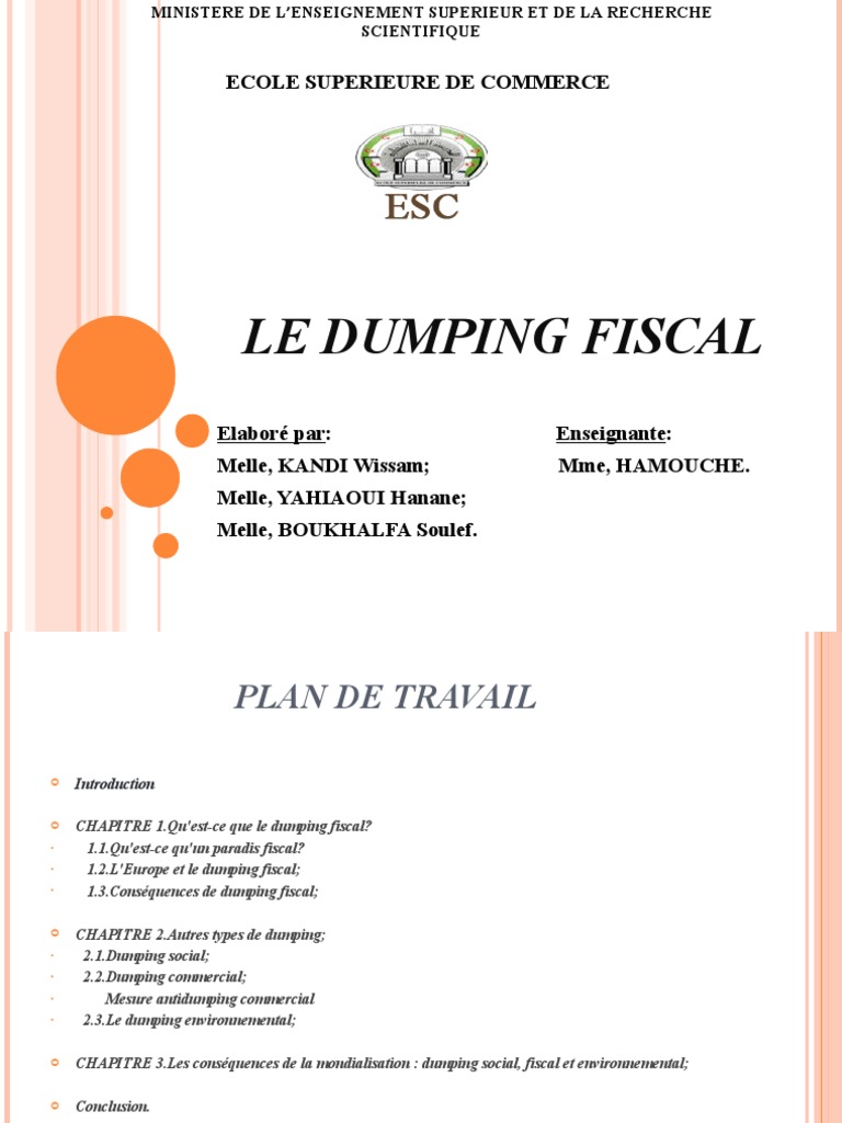 Présentation 5 Le Dumping Fiscal | PDF | Dumping | Paradis fiscal