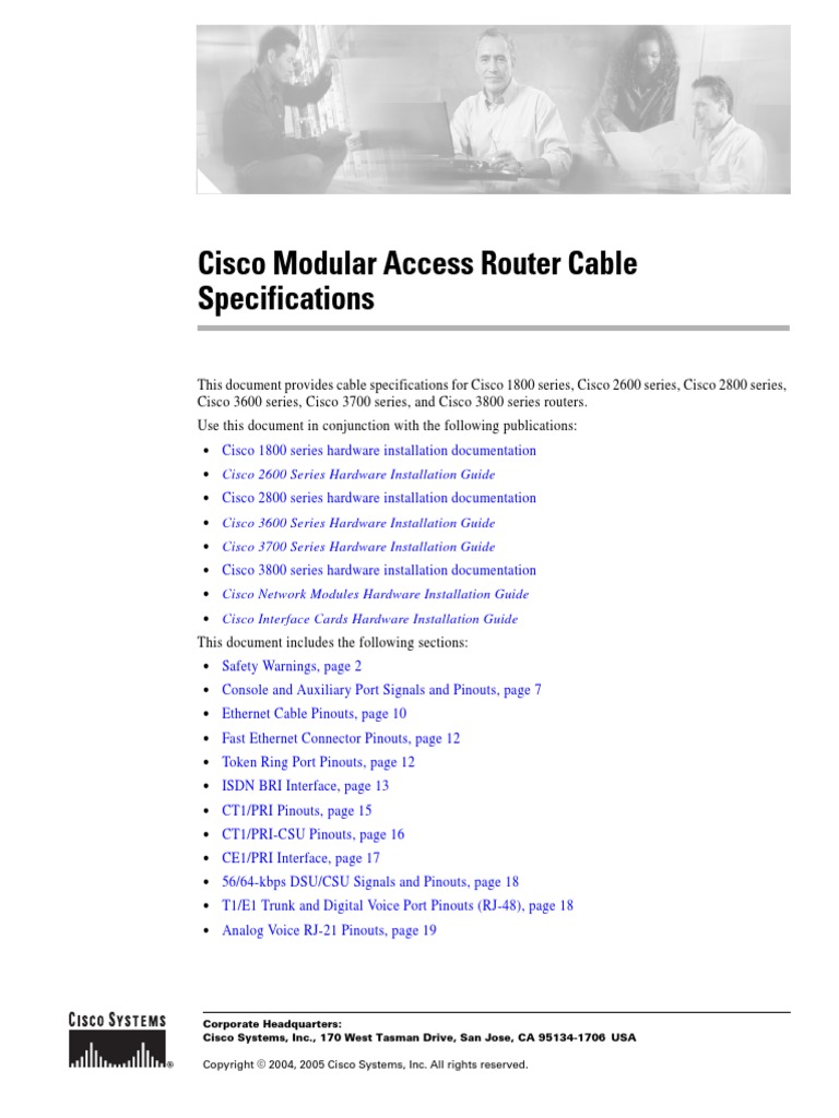 Cisco Modular Access Router Cable Specifications: Cisco 2600 Series ...