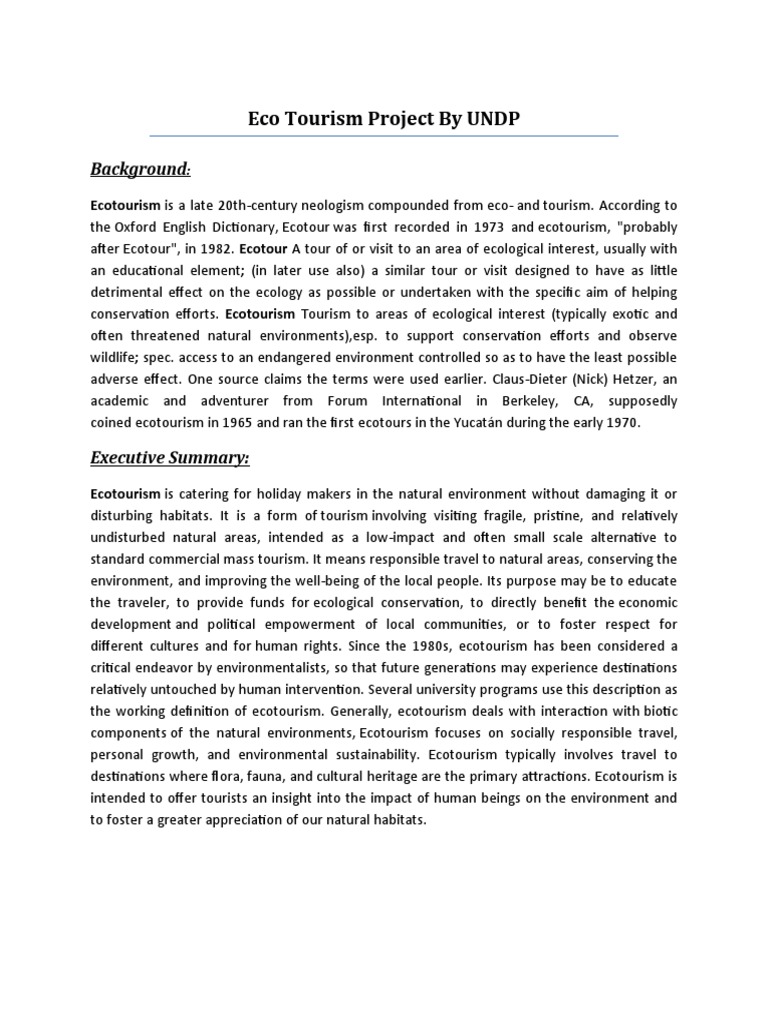 Eco Turism Project by UNDP | PDF | Tourism | Environmental Social Science