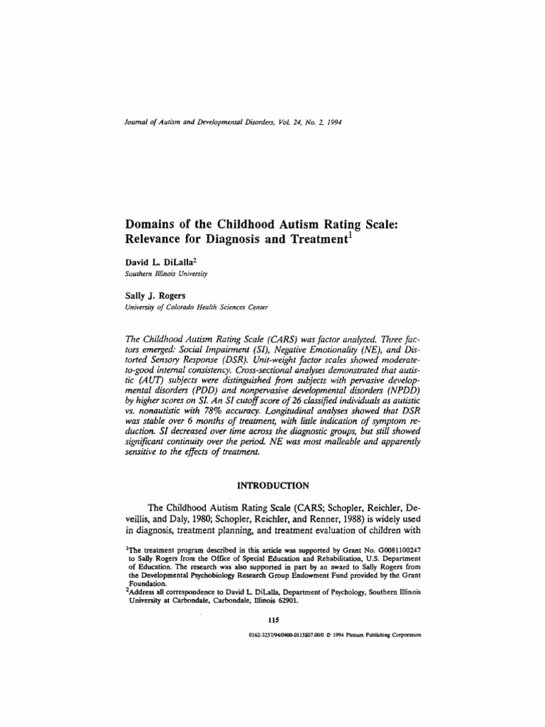 Domains of The Childhood Autism Rating Scale | PDF | Autism | Autism ...