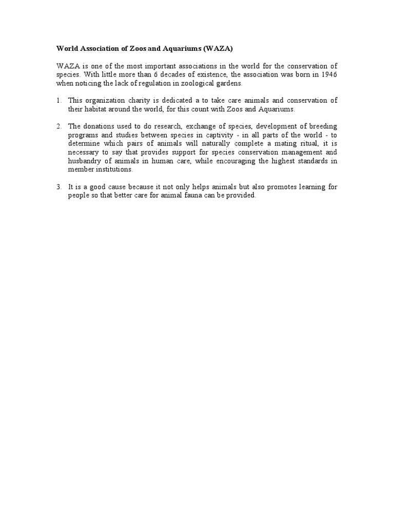 World Association of Zoos and Aquariums | PDF