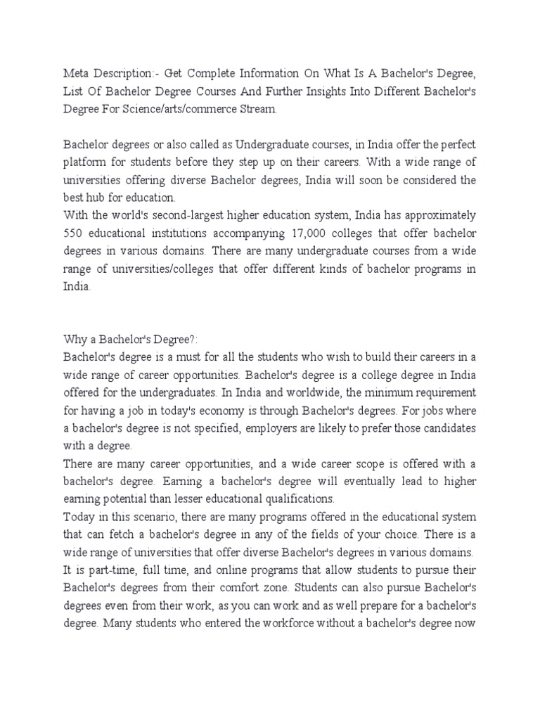 Comprehensive Bachelor Degree Guide | PDF | Bachelor's Degree ...