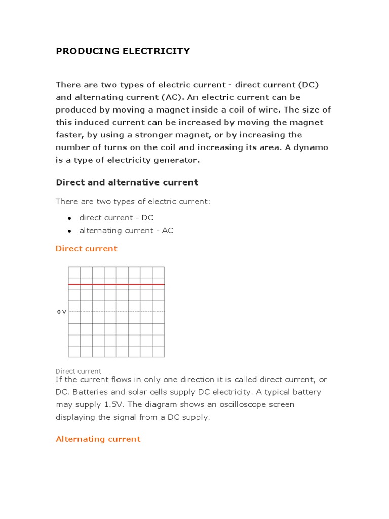 Producing Electricity | Download Free PDF | Direct Current | Electric ...