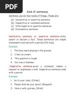 Types of Sentences Grade 3 | PDF