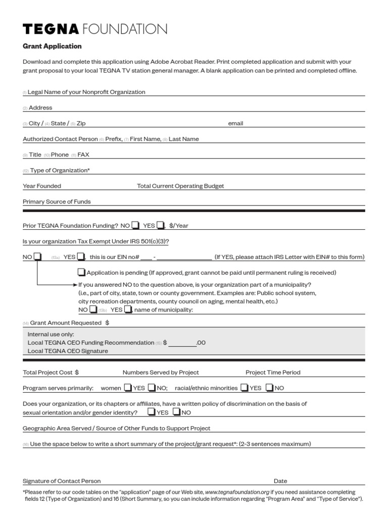 Tegna Foundation Grant Application | PDF