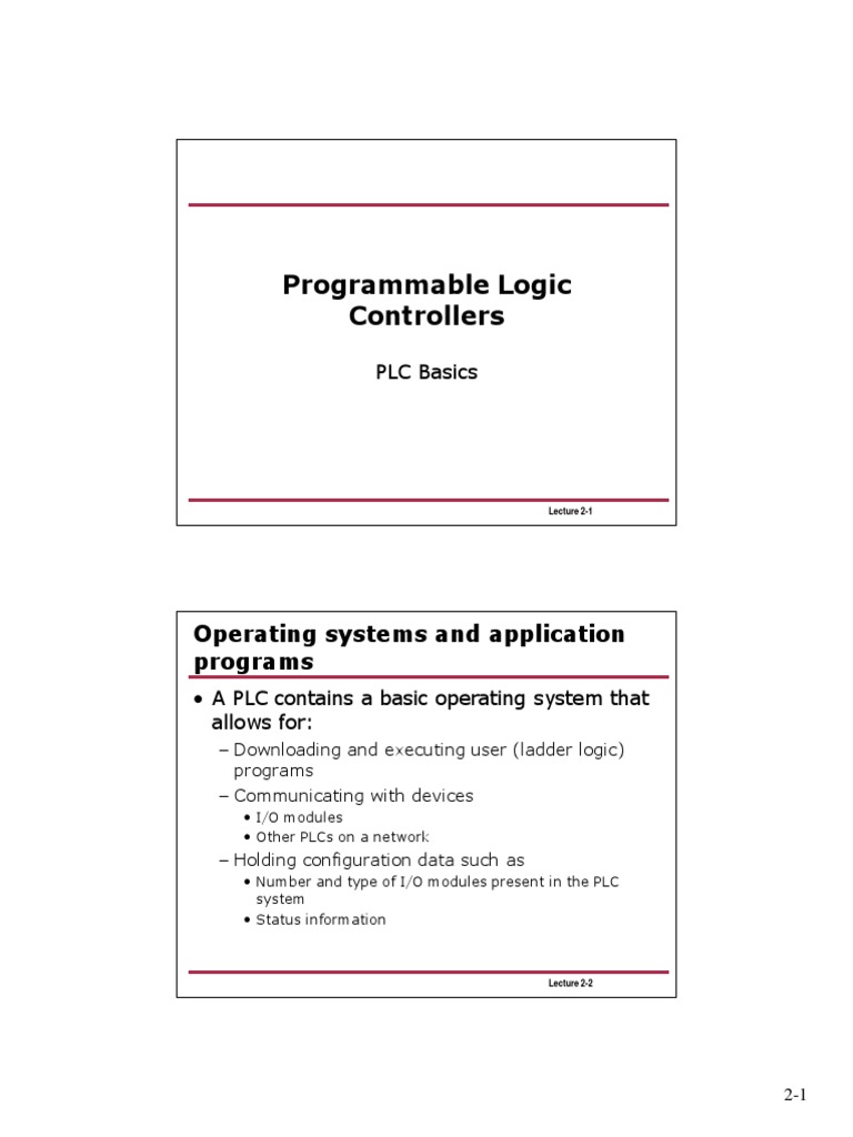 LECT02 - PLC Basics | PDF | Programmable Logic Controller | Input/Output