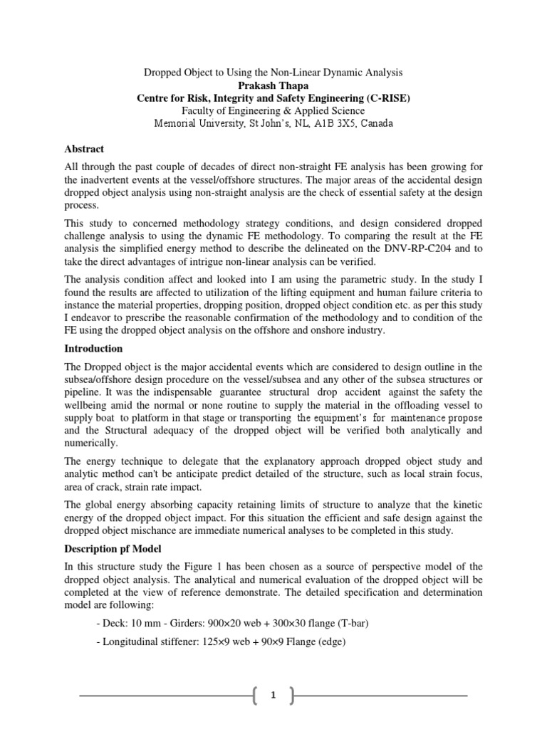 Dropped Object To Using The Non-Linear Dynamic Analysis | PDF | Bending | Stress (Mechanics)