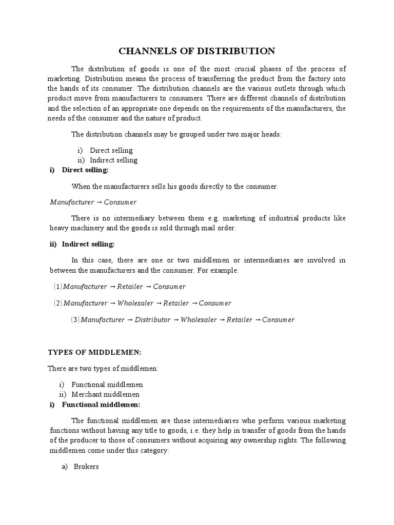 Chapter - Channels of Distribution | Download Free PDF | Retail | Mail ...