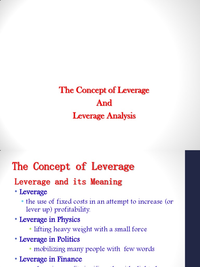 Chapter 05 The Concept of Leverage and Leverage Analysis | PDF | Leverage (Finance) | Financial ...