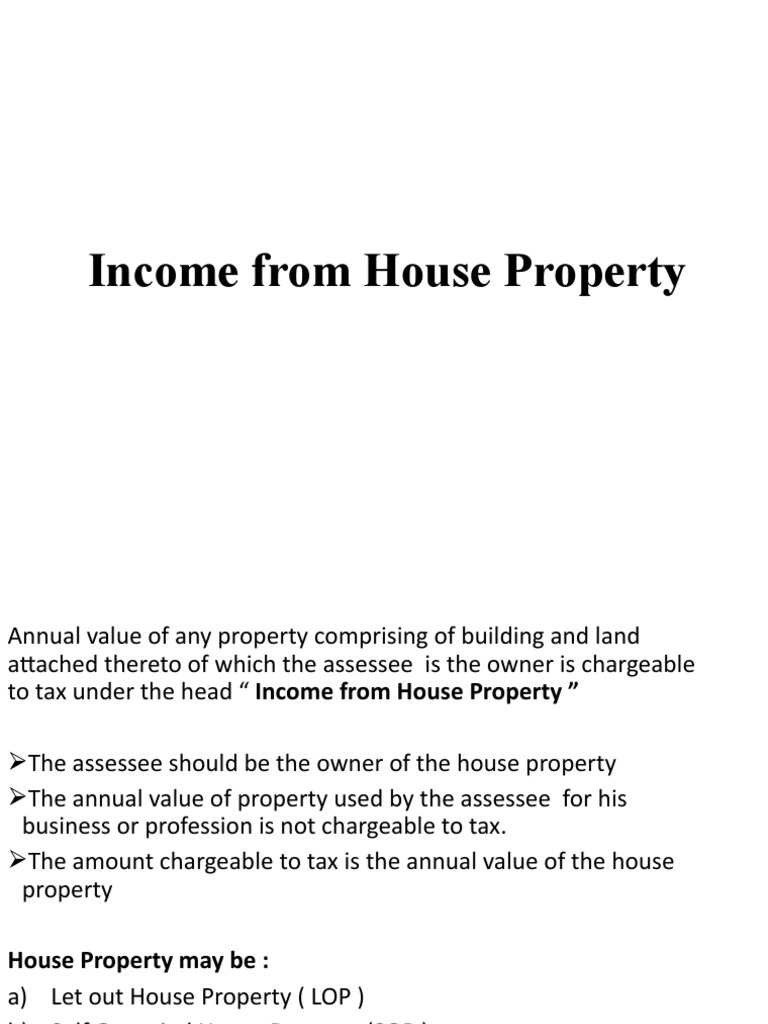 Taxation of Income from House Property | PDF | Tax Deduction | Loans