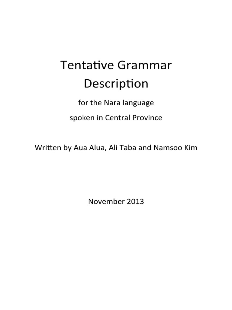 Nara Tentative Grammar Description | PDF | Grammatical Number | Noun