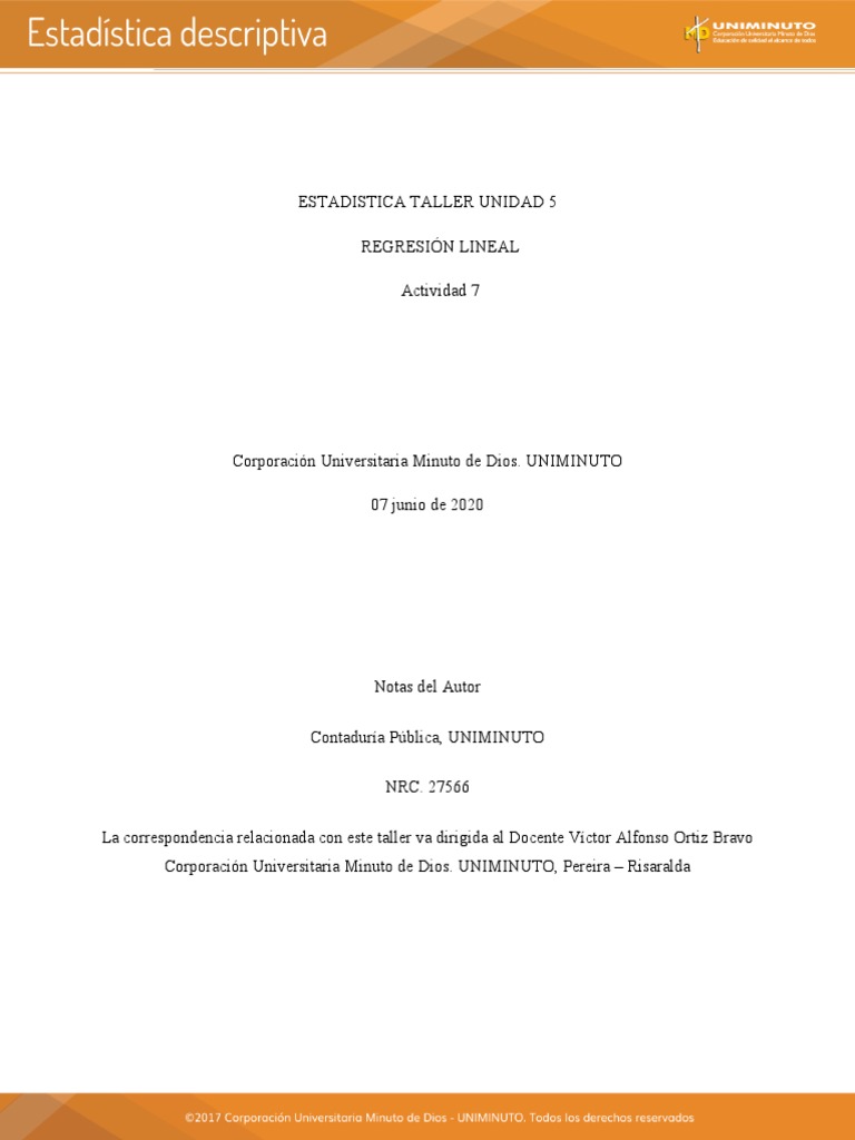 Actividad 7 Estadistica | PDF | Análisis estadístico | Enseñanza de ...