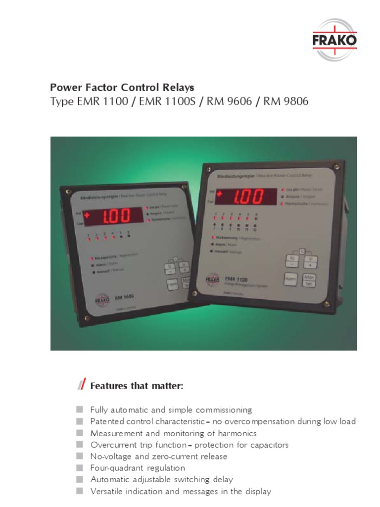 Frako Power Factor Control Relays | PDF | Capacitor | Relay