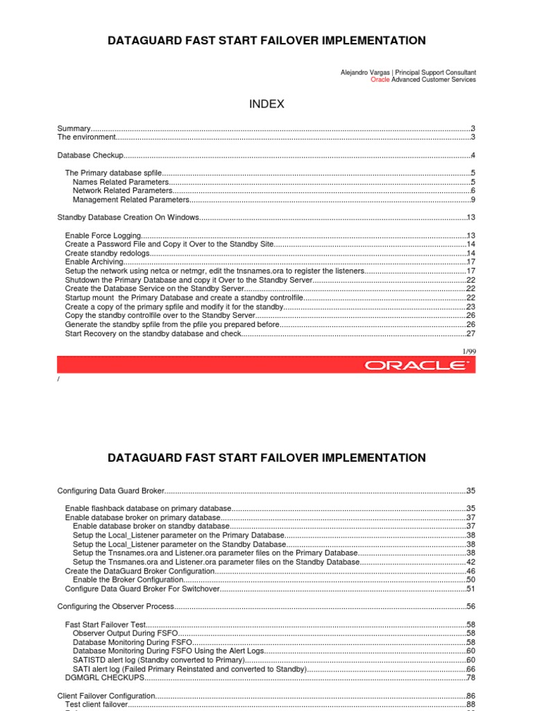 Dataguard Fsfo Implementation | PDF