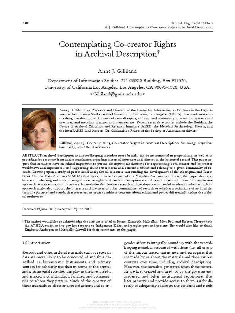 Contemplating Co-Creator Rights in Archival Description: Acknowledging ...