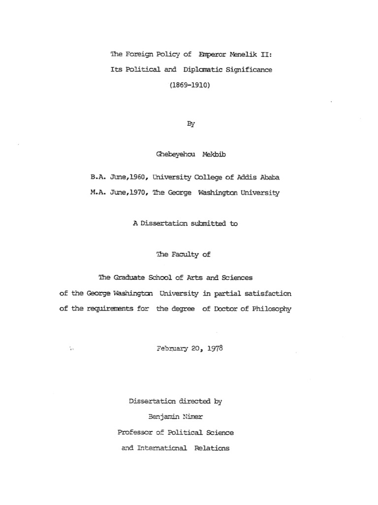 The Foreign Policy of Emperor Menelik II PDF | PDF