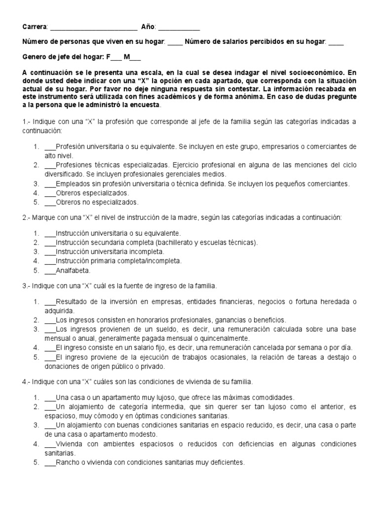 Escala Graffar | PDF | Salario | Economias