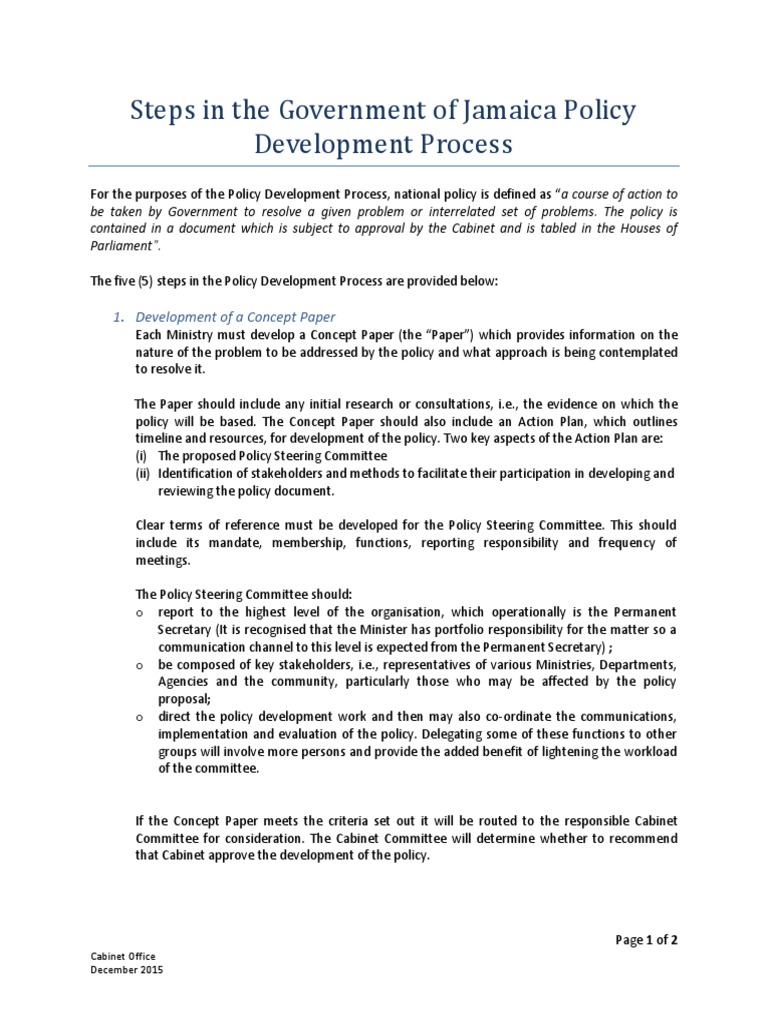 Steps in The GOJ Policy Development | PDF | Cabinet (Government ...