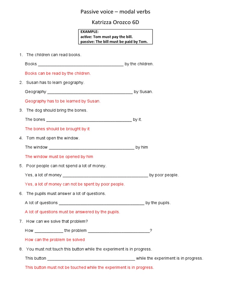 MODALS Passive Voice 6D | PDF