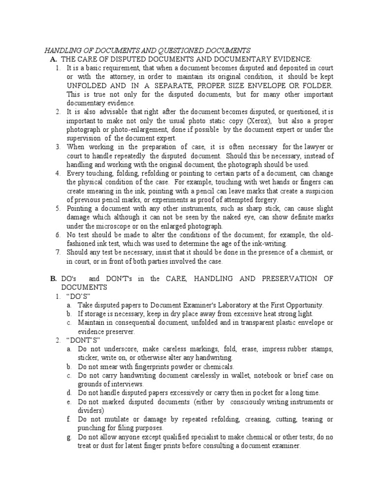 Handling of Documents and Questioned Documents | PDF | Photograph ...