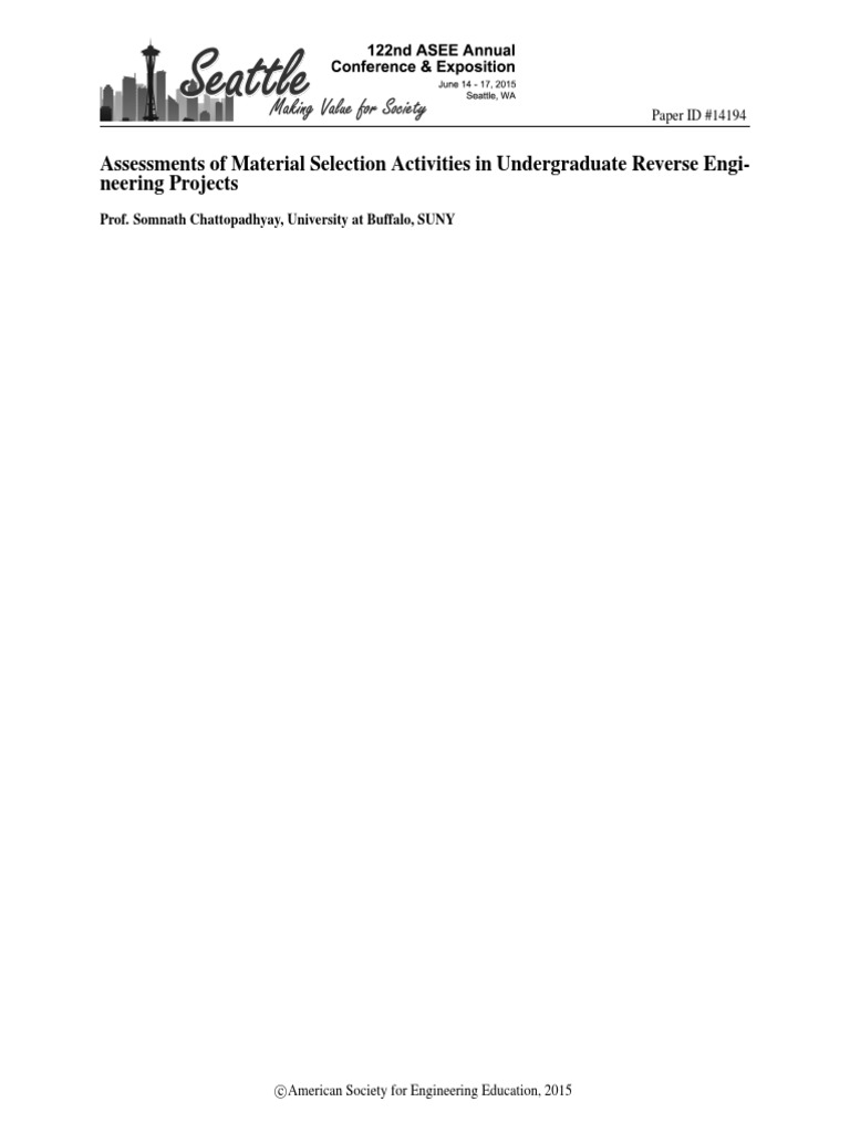 Assessment of Material Science Activities in Undergraduate Reverse Engineering Projects PDF ...