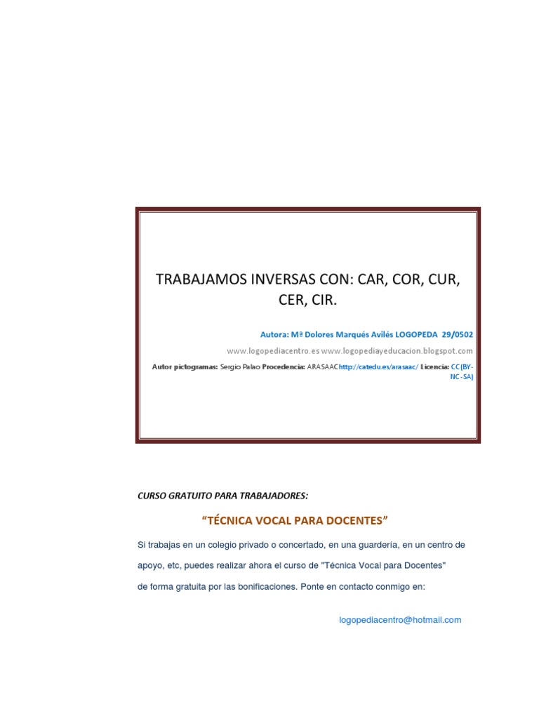 Sílabas Inversas Car Cor Cur Cer Cir | PDF | Naturaleza