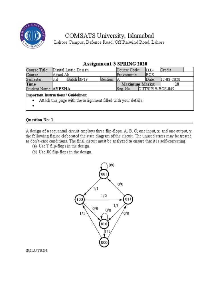 COMSATS University, Islamabad: Assignment 3 | PDF