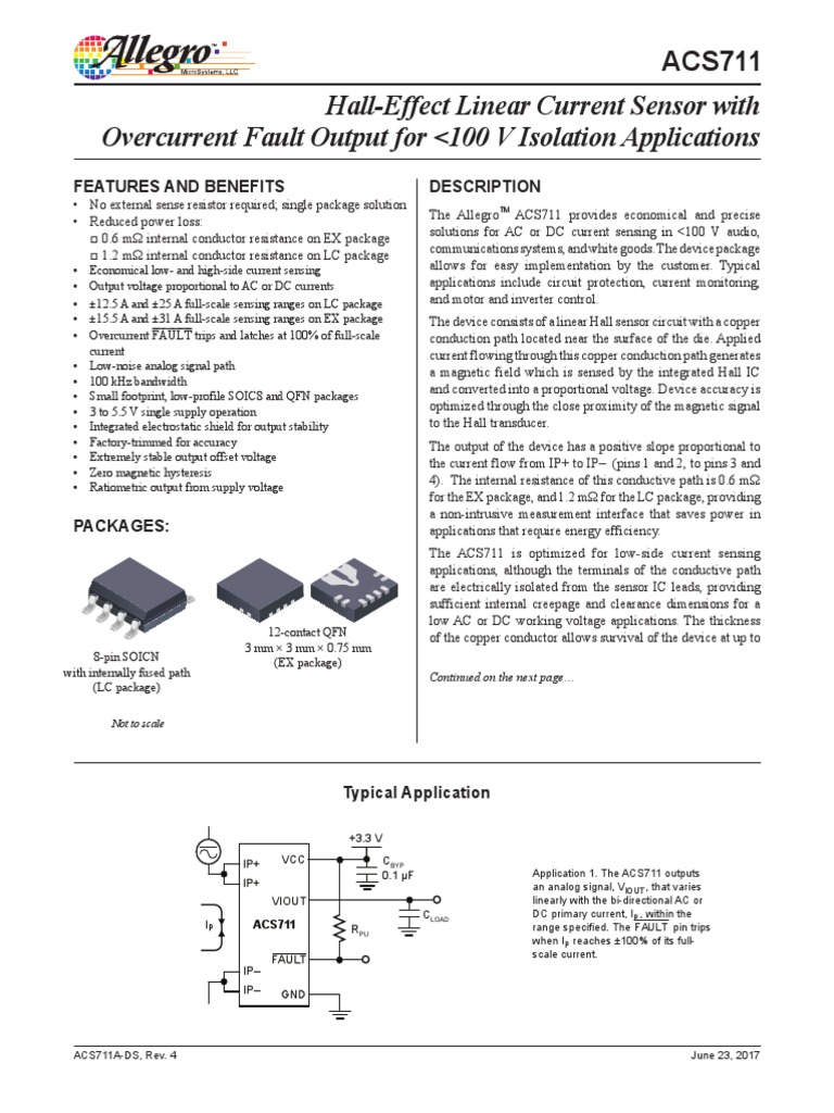 ACS711 Datasheet PDF | PDF | Alternating Current | Sensor