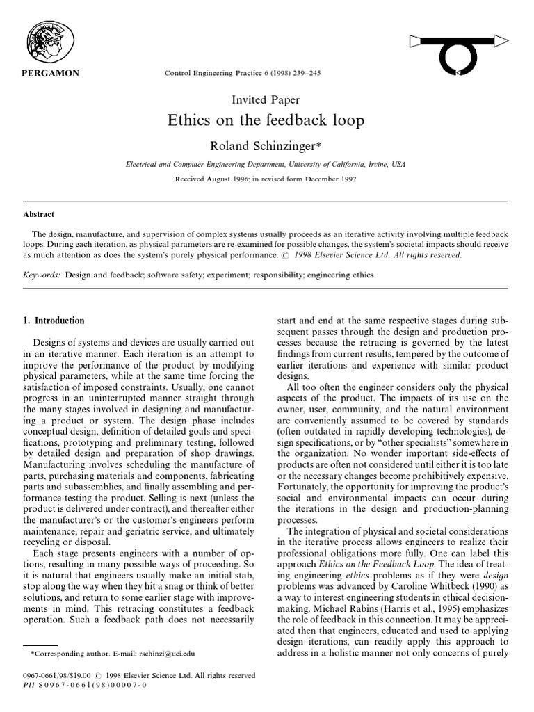 Ethics On The Feedback Loop | PDF | Radiation Therapy | Integrity