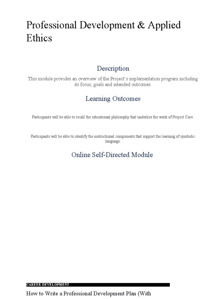 Professional Development & Applied Ethics: Description | PDF | Morality ...