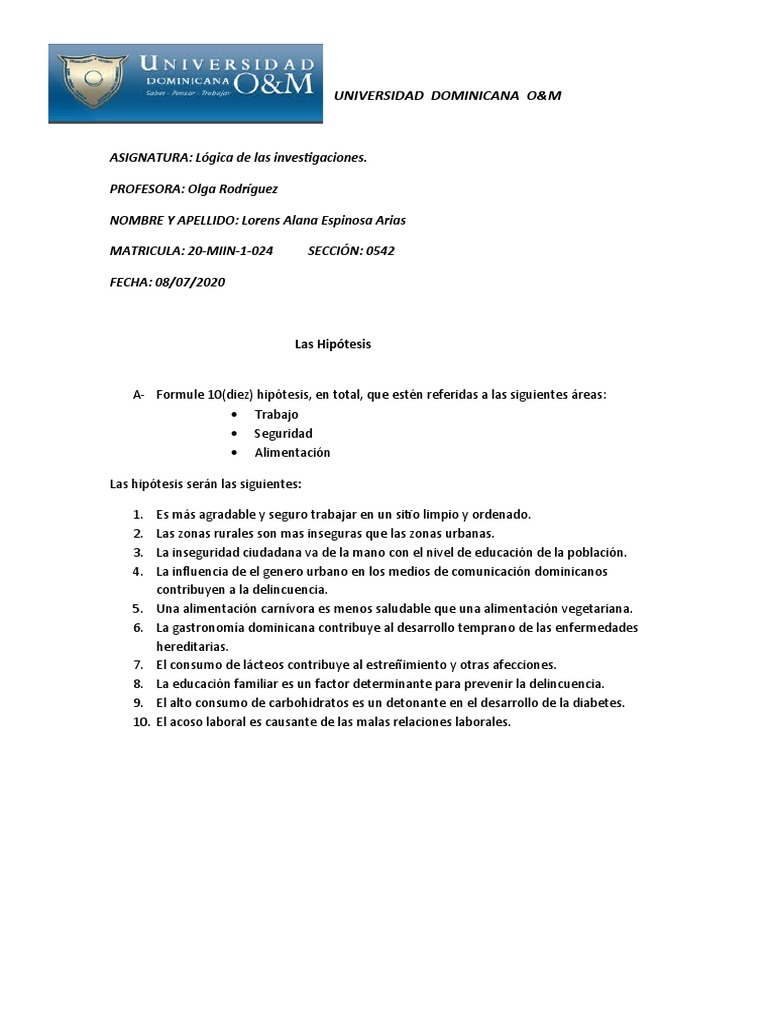 Practico Las Hipotesis | PDF