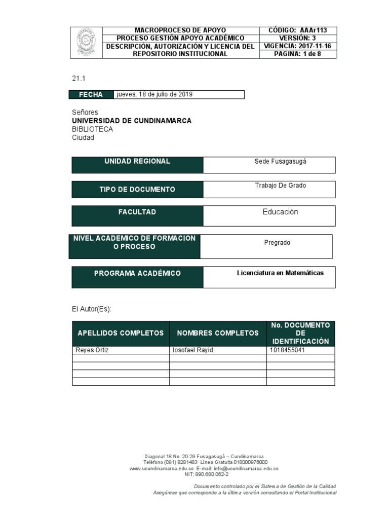 Rayid Trabajo Grado | PDF | Derechos de autor | Educación avanzada