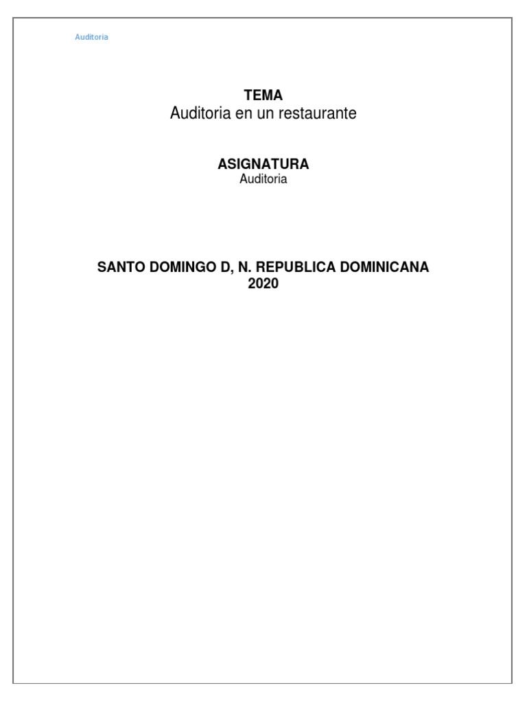 Auditoría en Restaurantes: Guía Completa | PDF | Análisis de Riesgo y ...